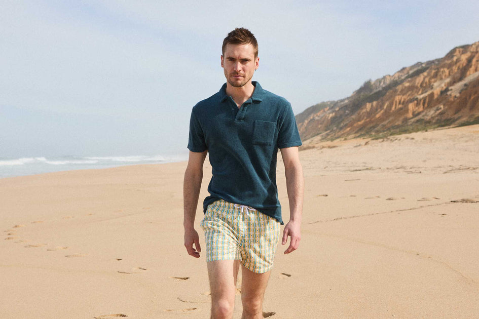 Short de bain mosaïques bleu éco-responsable pour homme - Apnée